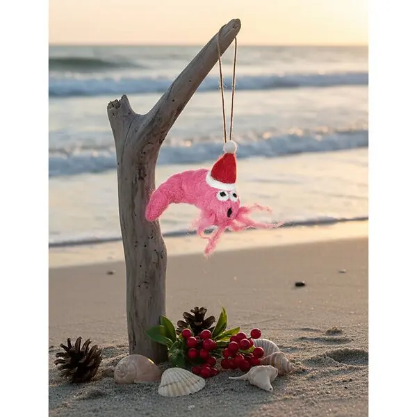 SELFRIDGES EDIT Festive Prawn Felt Christmas Tree Decoration