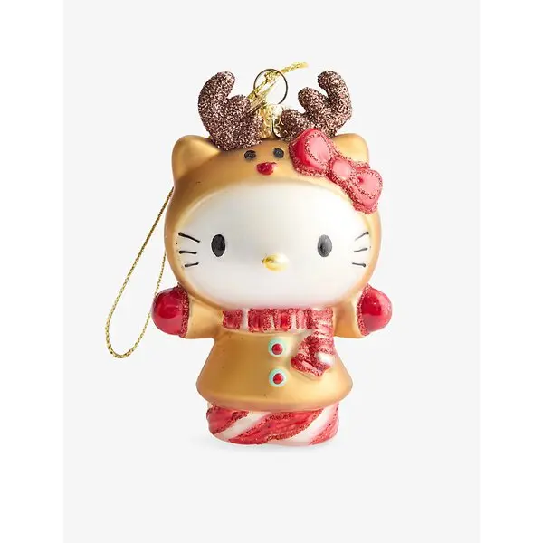 SELFRIDGES EDIT Hello Kitty Reindeer Glass Christmas Tree Decoration