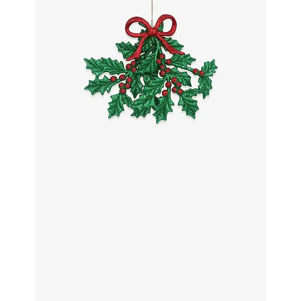 SELFRIDGES EDIT Faux Holly Glitter-embellished Christmas Decoration