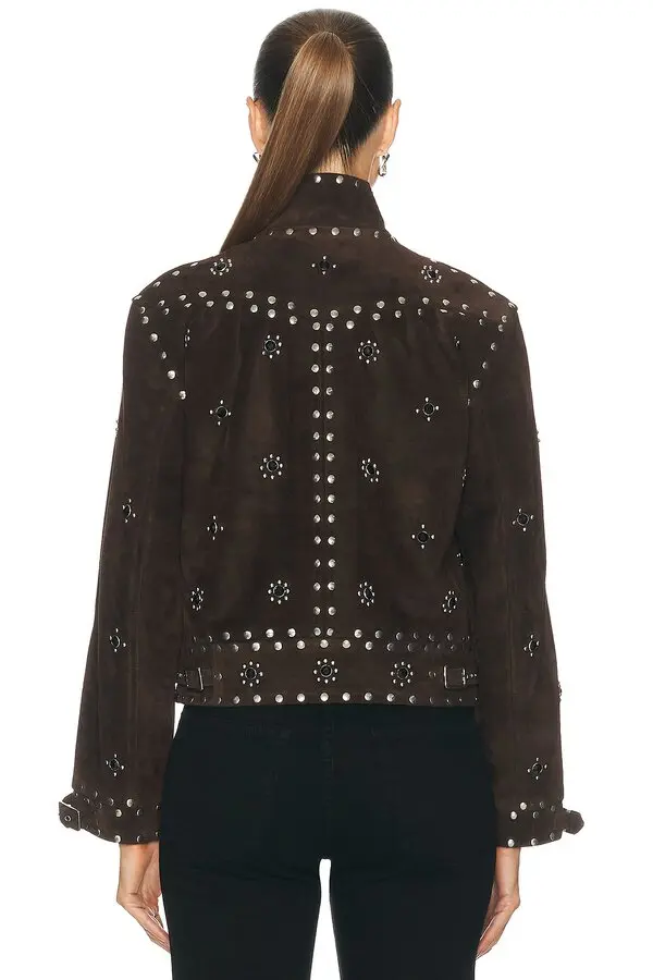 BODE Studded Howard Suede Jacket In Brown