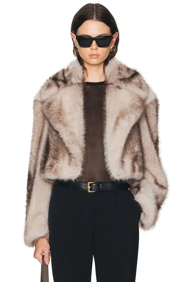 Sportmax Quantum Faux Fur Jacket In Beige