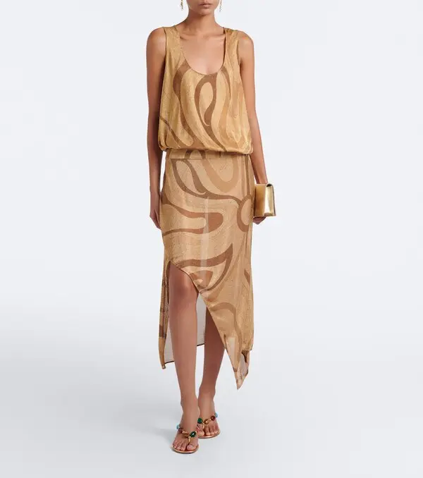 Emilio Pucci Marmo Asymmetric Lurex® Midi Skirt