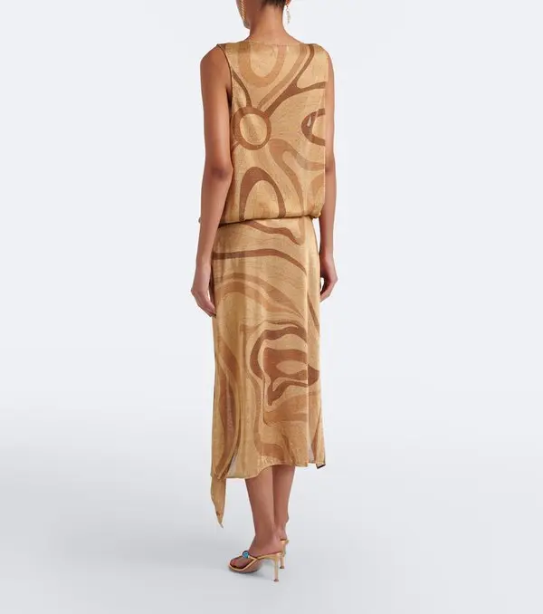 Emilio Pucci Marmo Asymmetric Lurex® Midi Skirt