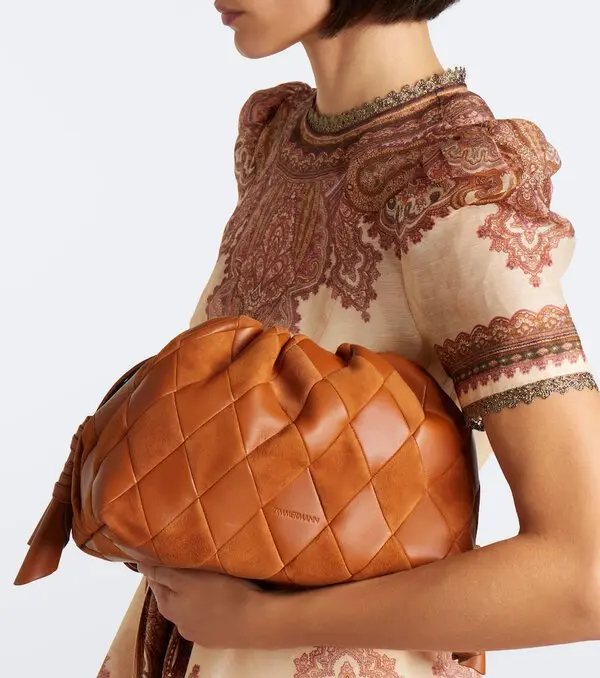 Zimmermann Cloud 91 Medium Leather And Suede Clutch - Brown