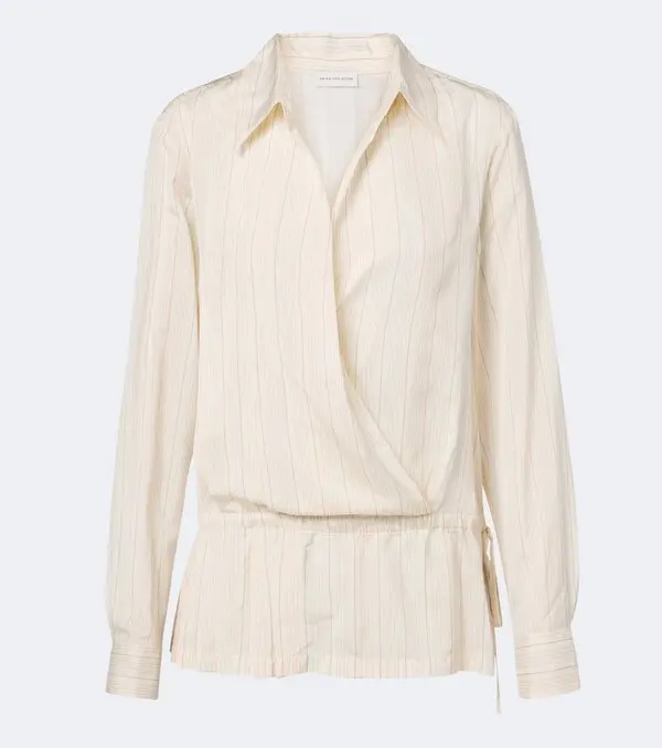 Dries Van Noten Striped Wrap Top - White