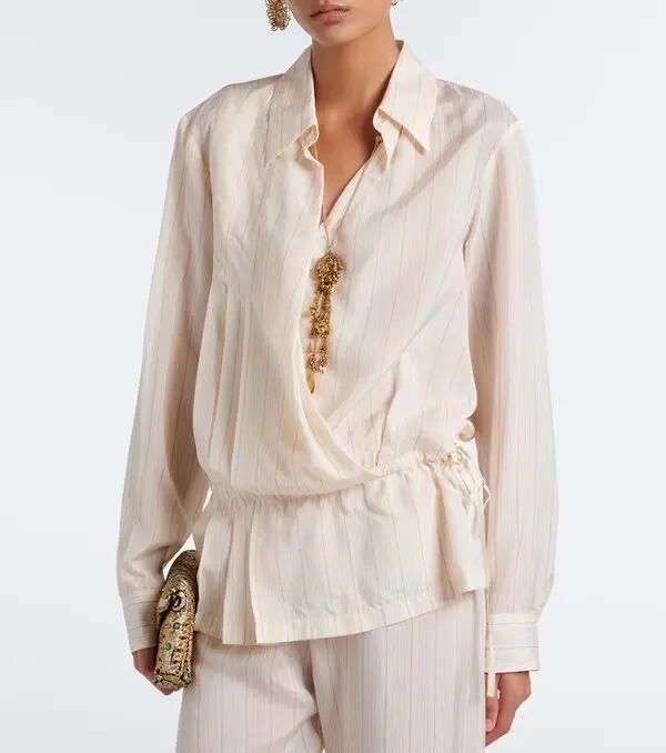 Dries Van Noten Striped Wrap Top