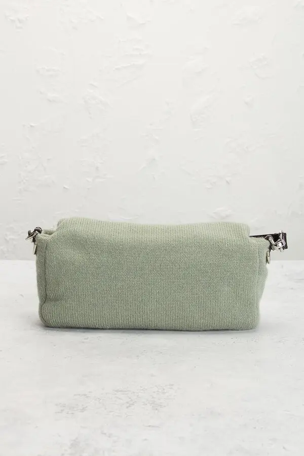 Fendi Knit Baguette Shoulder Bag In Green
