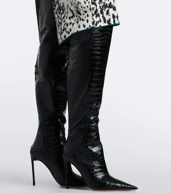 TOM FORD Croc-effect Leather Over-the-knee Boots