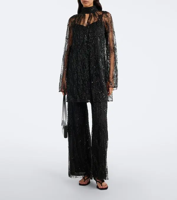 Staud Jayden Embellished Wide-leg Pants