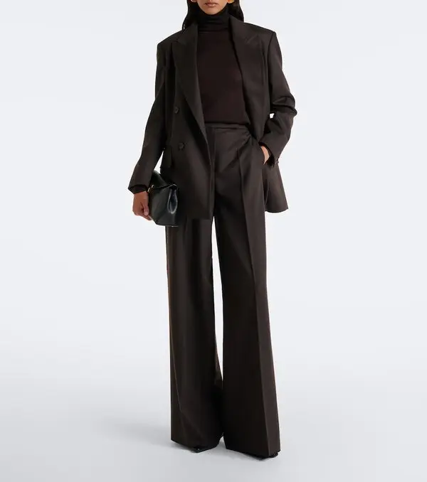 Max Mara Pleated Camel Hair Wide-leg Pants