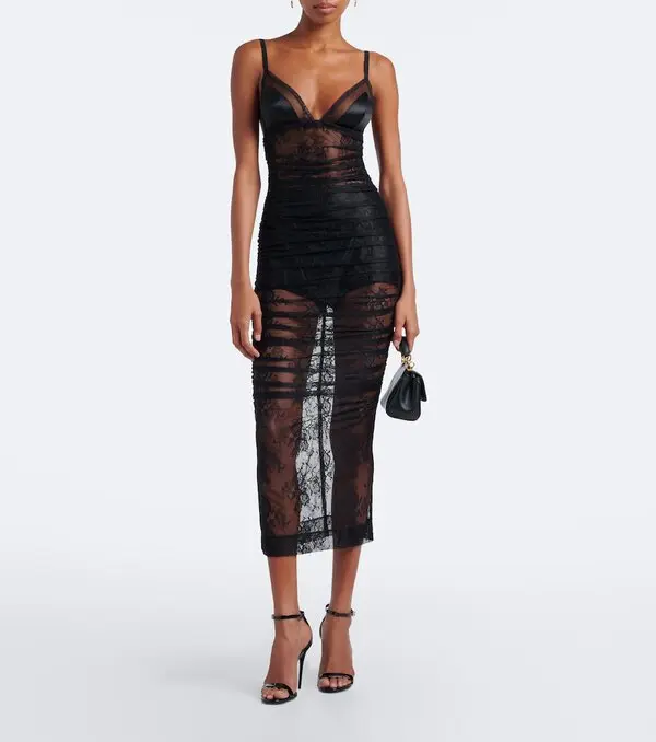 Dolce & Gabbana Sheer Lace Midi Dress