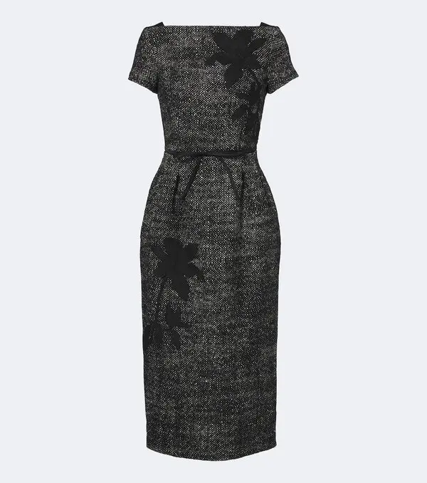 Erdem Embroidered Wool-blend Midi Dress