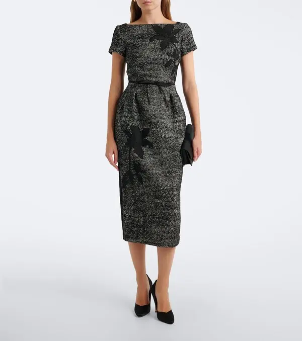 Erdem Embroidered Wool-blend Midi Dress