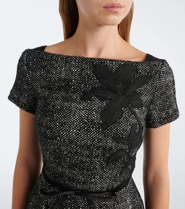 Erdem Embroidered Wool-blend Midi Dress
