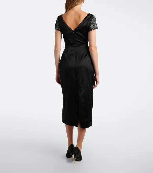Erdem Embroidered Wool-blend Midi Dress