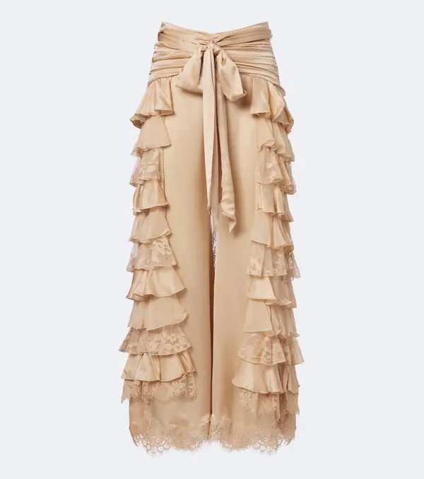 Zimmermann Valiant Ruffled Silk Chiffon Wide-leg Pants