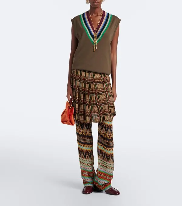 Dries Van Noten Printed Layered Wide-leg Pants