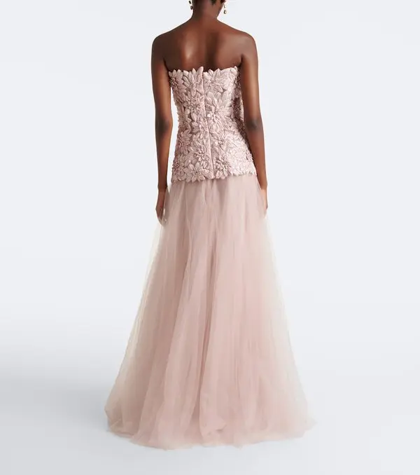 Costarellos Gisella Embellished Satin And Tulle Gown