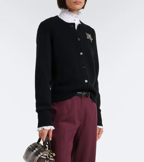 Burberry Ekd Embellished Wool And Cashmere Cardigan