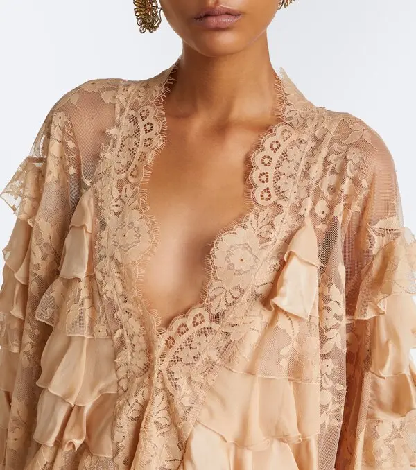 Zimmermann Valiant Lace-trimmed Ruffled Silk Blouse
