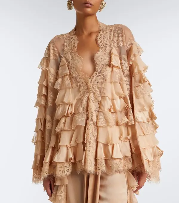 Zimmermann Valiant Lace-trimmed Ruffled Silk Blouse