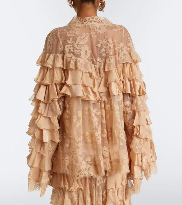 Zimmermann Valiant Lace-trimmed Ruffled Silk Blouse