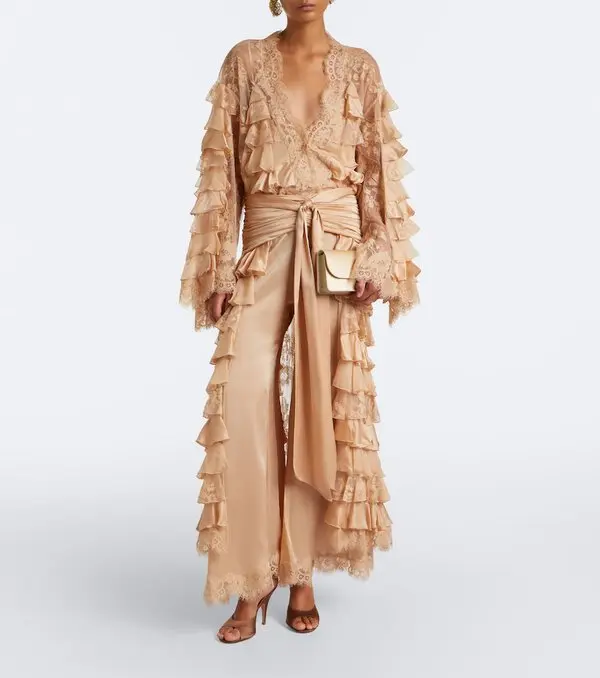 Zimmermann Valiant Lace-trimmed Ruffled Silk Blouse