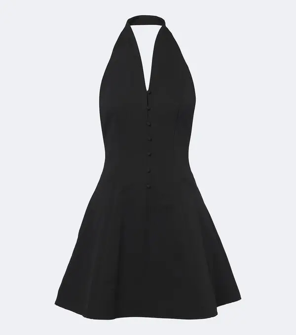 Staud Stella Halterneck Cotton-blend Minidress