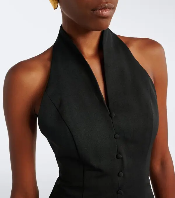Staud Stella Halterneck Cotton-blend Minidress