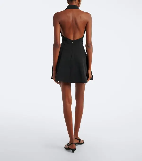 Staud Stella Halterneck Cotton-blend Minidress
