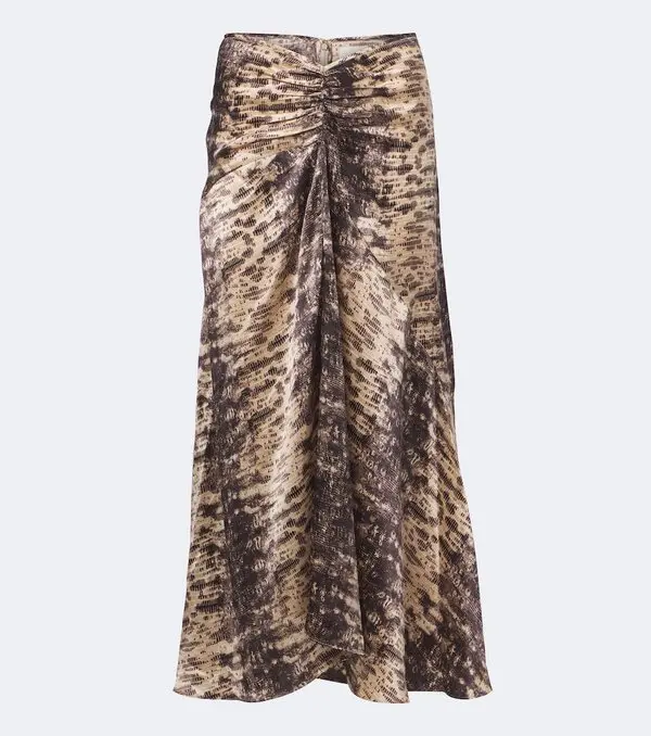 Isabel Marant Étoile Laren Snake-print Silk Satin Midi Skirt