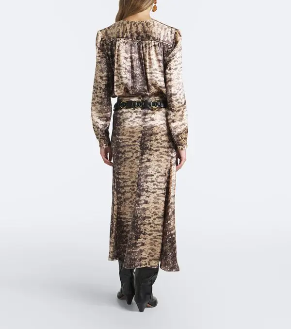Isabel Marant Étoile Laren Snake-print Silk Satin Midi Skirt
