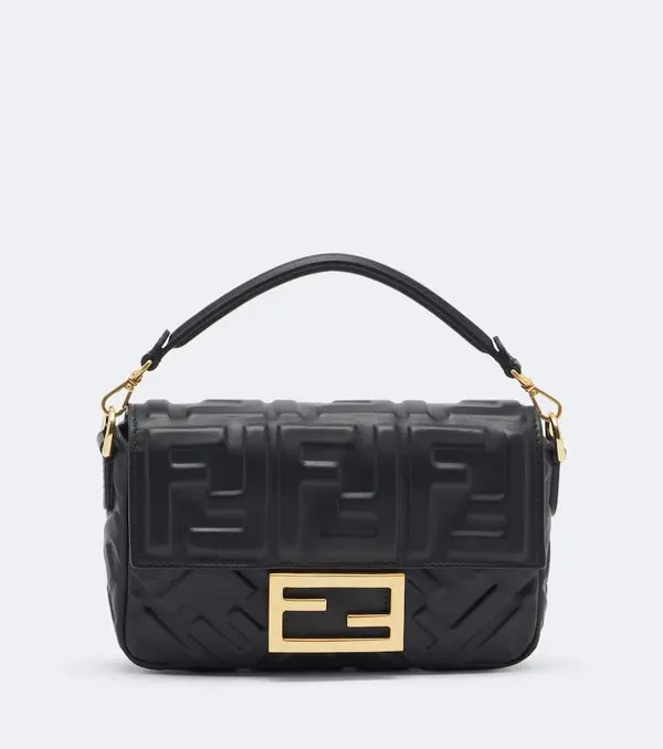 Fendi Baguette® Mini Leather Top-handle Bag - Black