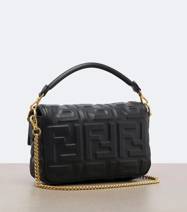 Fendi Baguette® Mini Leather Top-handle Bag - Black