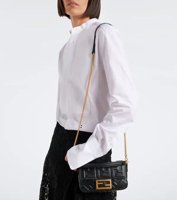 Fendi Baguette® Mini Leather Top-handle Bag - Black