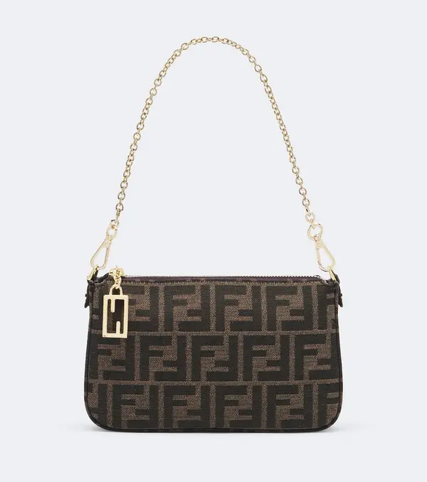 Fendi Tube Ff Zucca Pouch With Strap - Brown