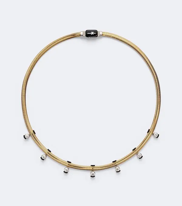 Nikos Koulis Feelings 18kt And Enamel Necklace With Diamonds - Gold