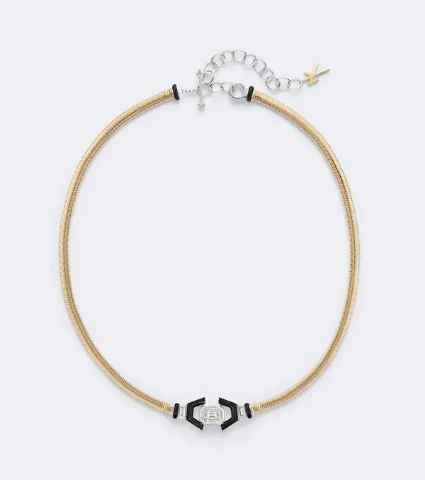 Nikos Koulis Feelings 18kt And Enamel Necklace With Diamonds - Gold