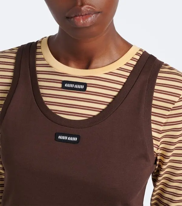 Miu Miu Cotton Jersey T-shirt And Tank Top Set - Yellow
