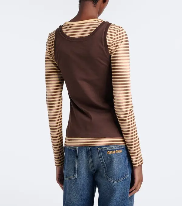 Miu Miu Cotton Jersey T-shirt And Tank Top Set - Yellow