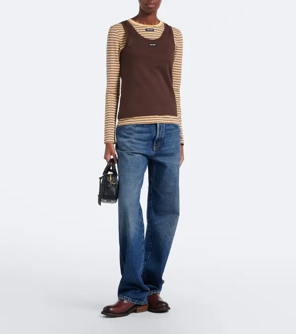 Miu Miu Cotton Jersey T-shirt And Tank Top Set - Yellow
