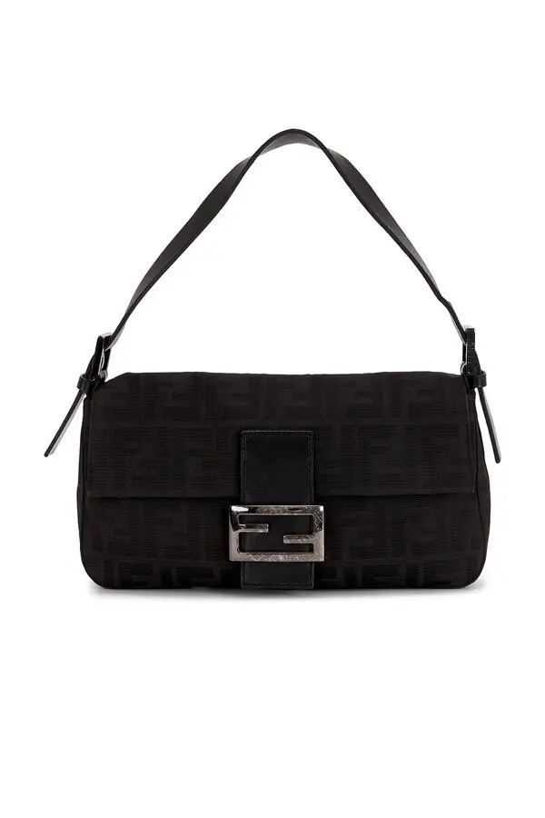 Fendi Zucca Baguette Shoulder Bag - Black