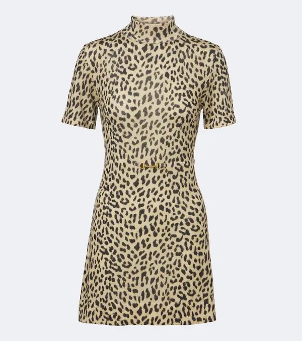 Rixo Kylie Leopard-print Wool Sweater Dress