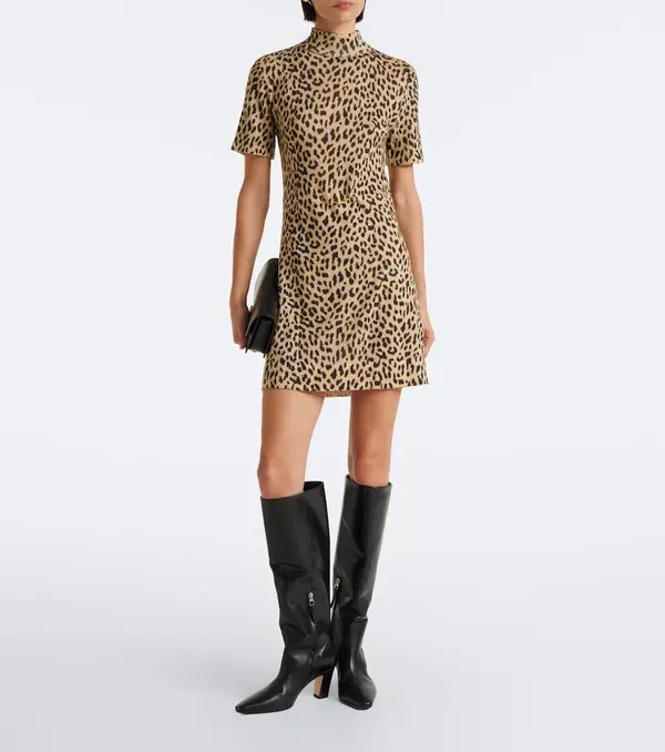 Rixo Kylie Leopard-print Wool Sweater Dress