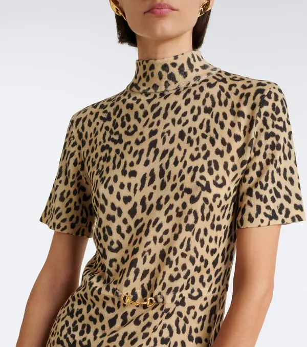 Rixo Kylie Leopard-print Wool Sweater Dress