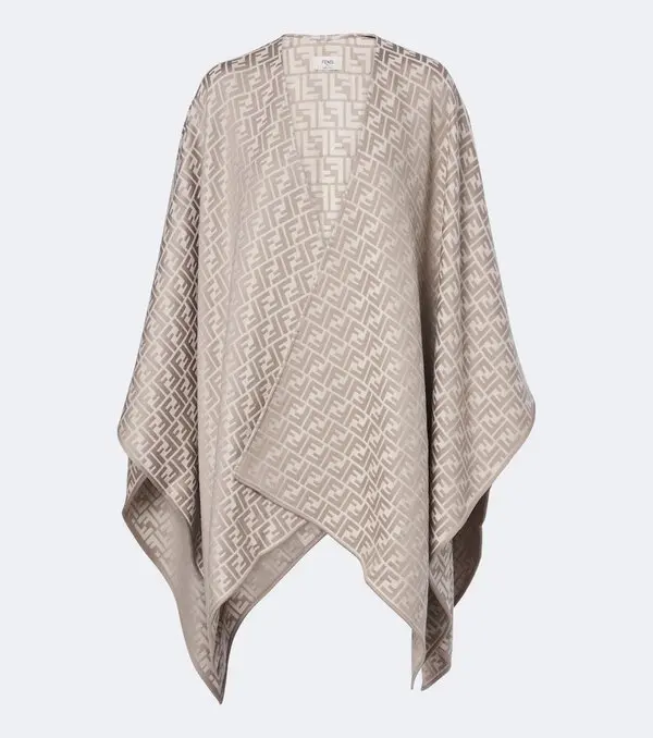 Fendi Ff Wool And Silk Poncho