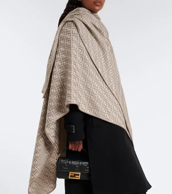 Fendi Ff Wool And Silk Poncho