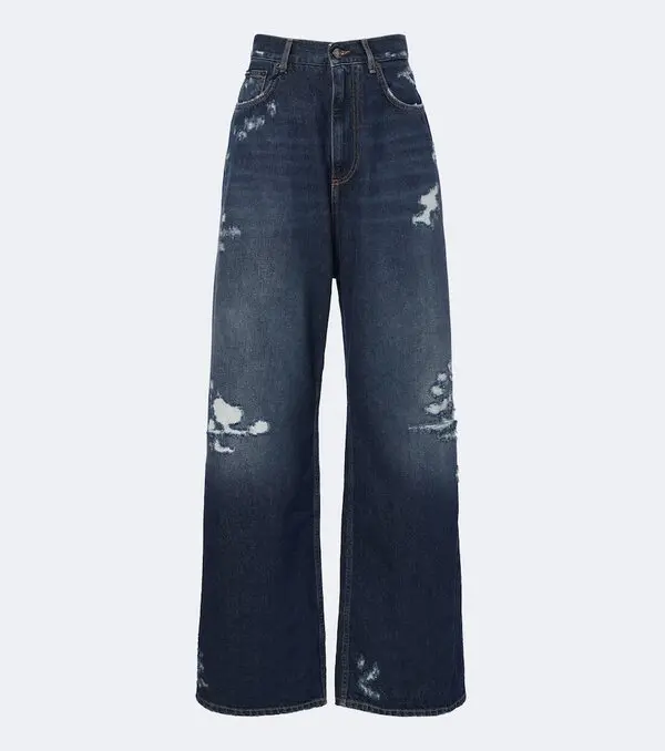 Dolce & Gabbana Distressed Oversized Wide-leg Jeans