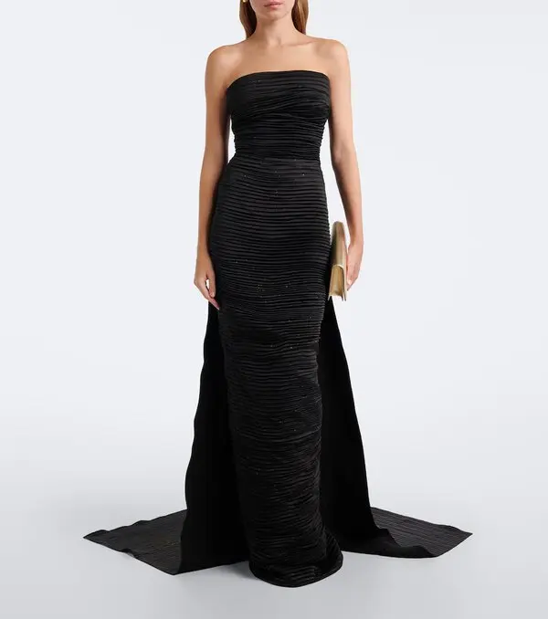 MARMAR HALIM Pleated Satin Bustier Gown