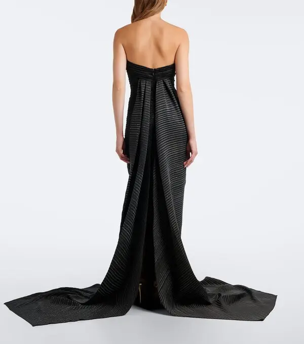 MARMAR HALIM Pleated Satin Bustier Gown